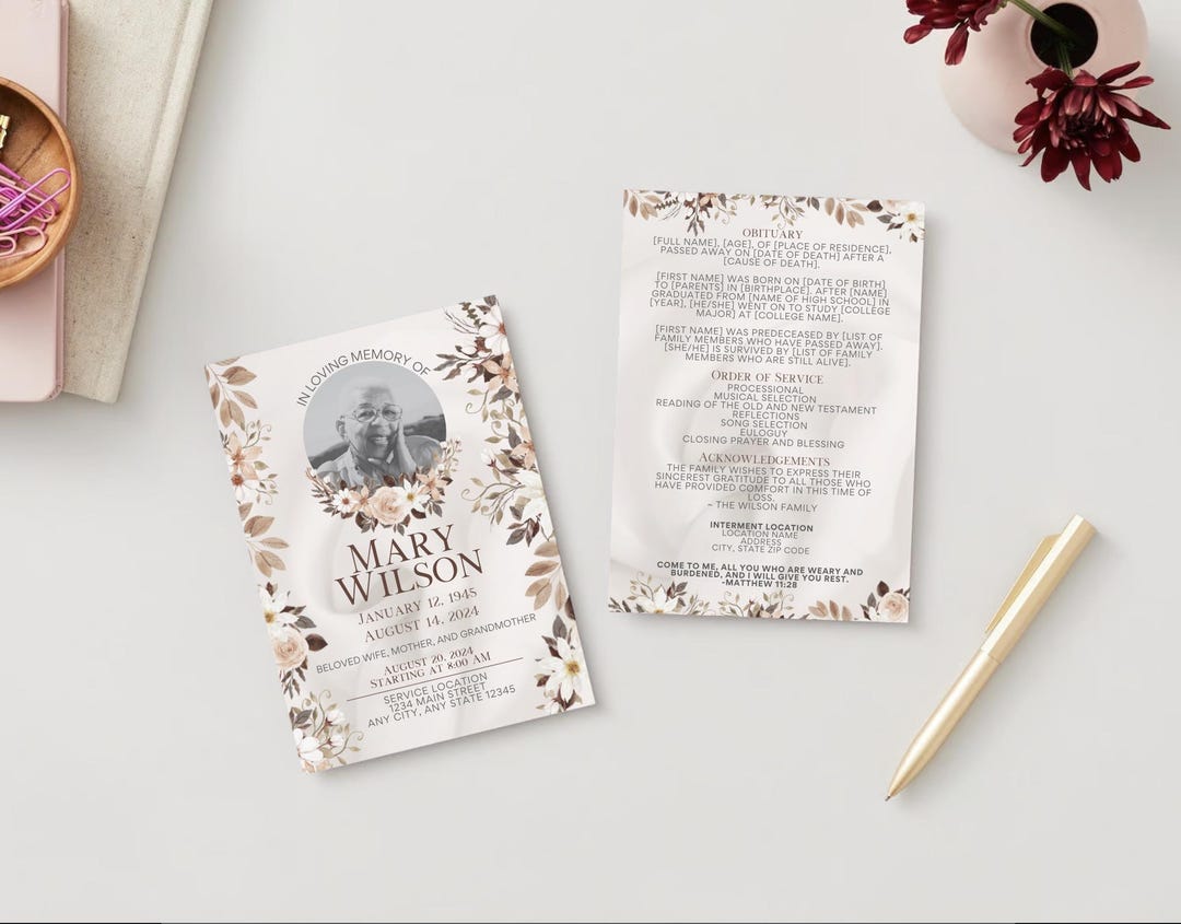 Digital Download Funeral Program Template - Etsy