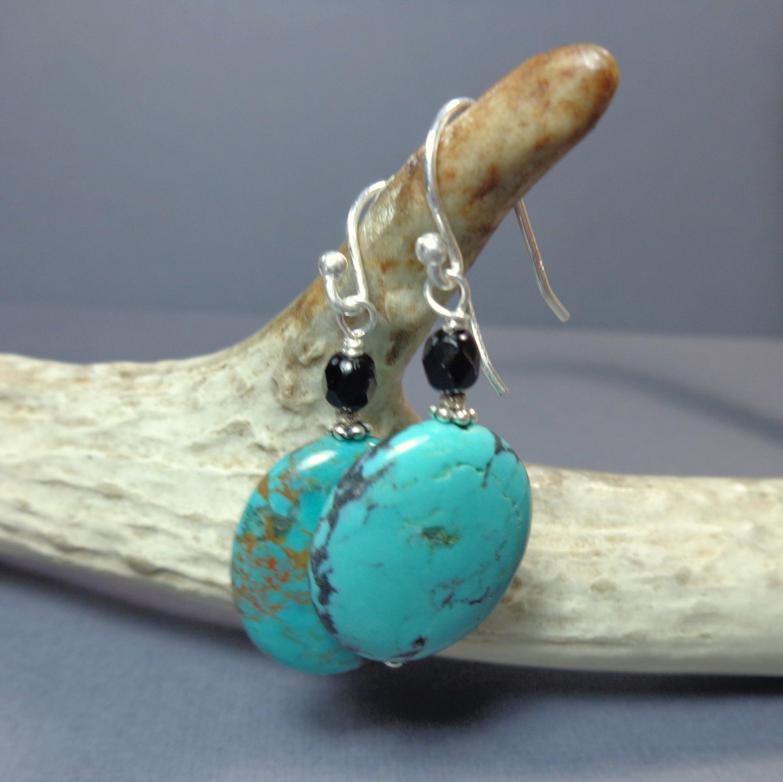 Genuine Turquoise Earrings Natural Stone Jewelry Made in Montana Dangle ...