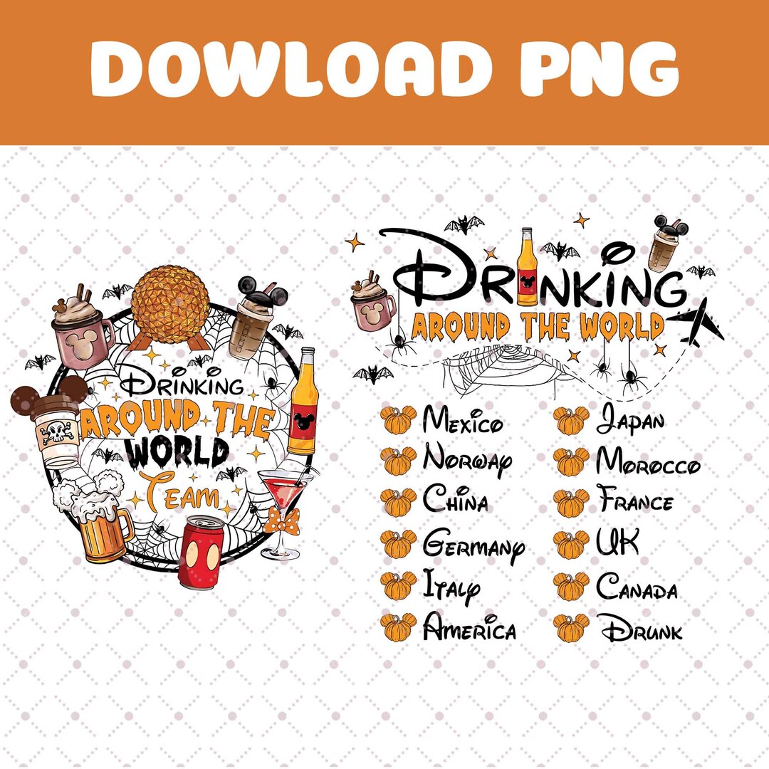 Disney Drinking Around the World PNG, Back and Front Disney Epcot ...