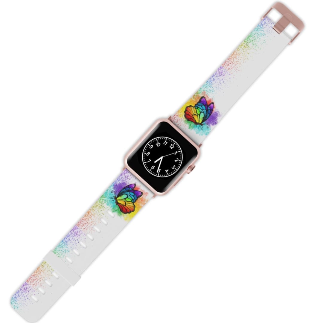 Elegant Rainbow Watch Band, Butterfly Pride Apple Watch Strap, Gay ...