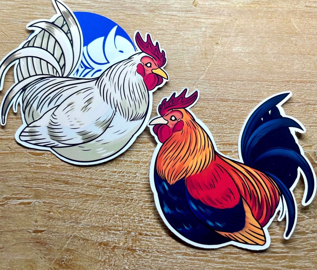Cute Roosters Stickers, Bundle of Chickens, Journaling, Decals ...