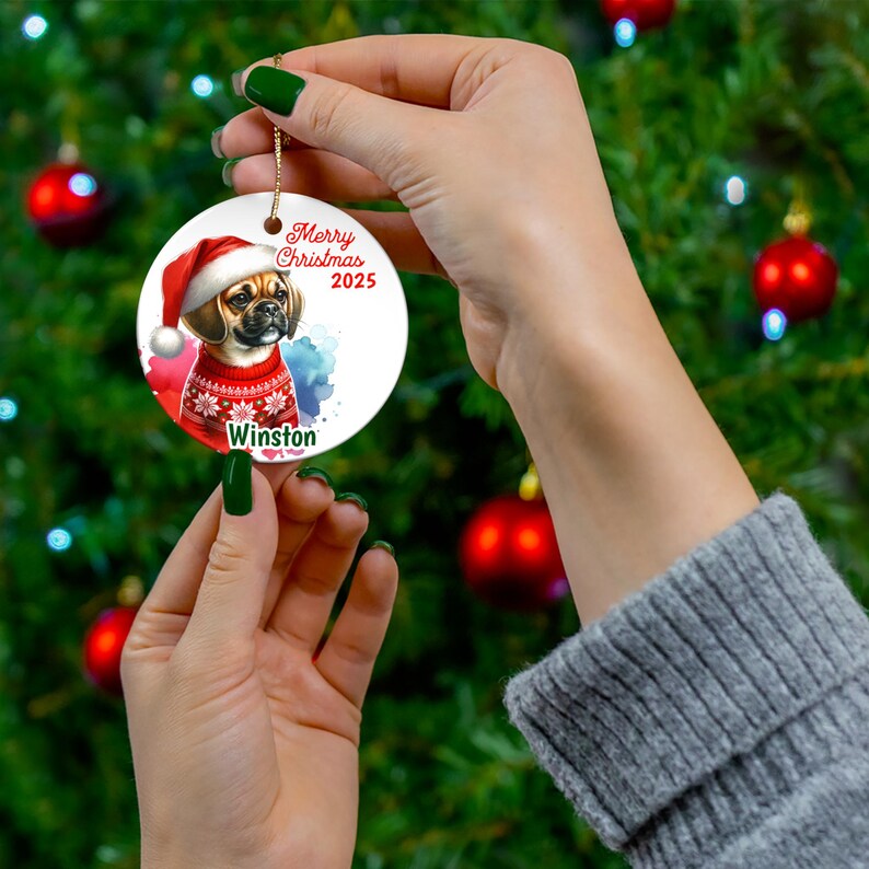 Personalized Puggle Christmas Ornament - One Puggle or Two Puggles ...