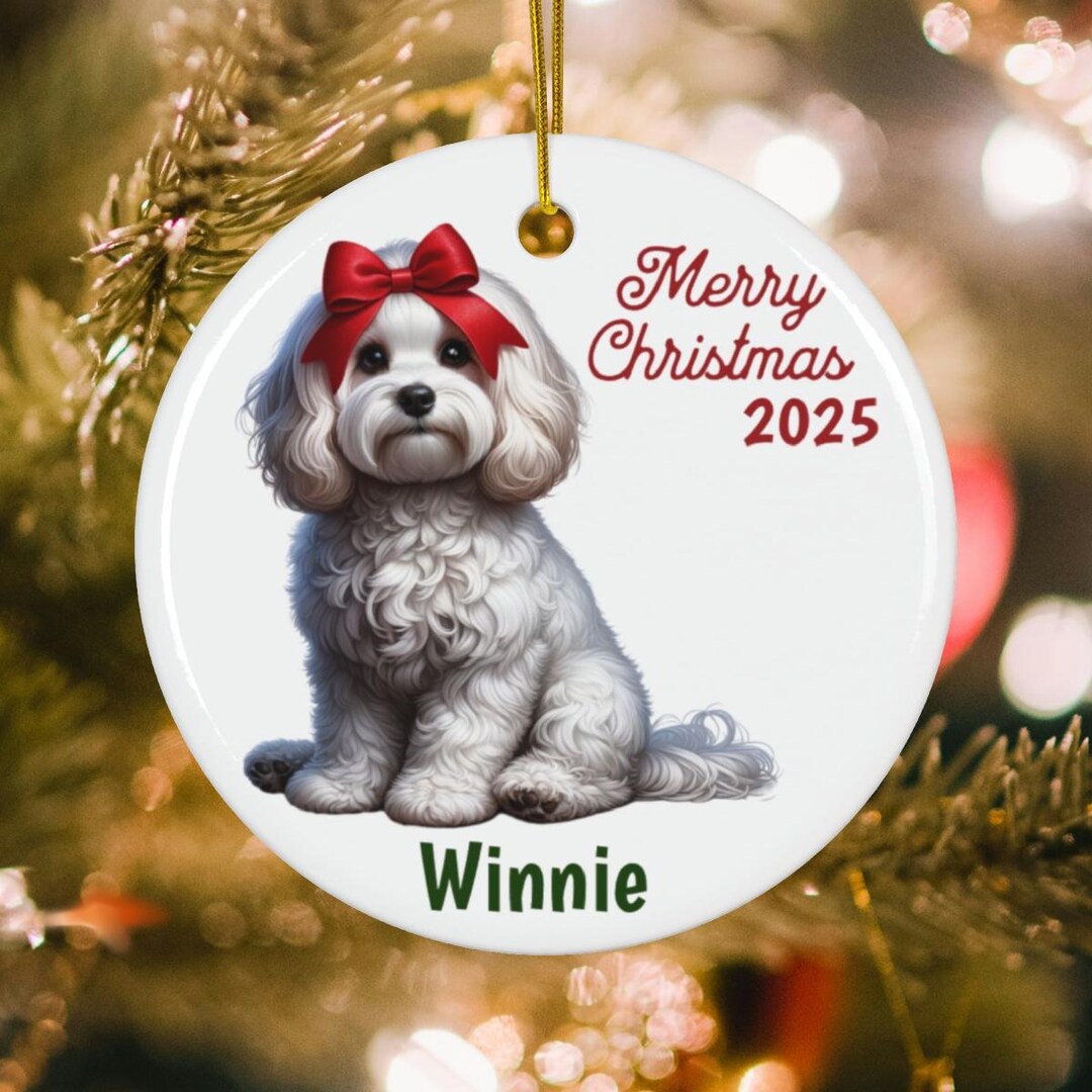 Personalized White Cavapoo Christmas Ornament - One White Cavapoo or ...