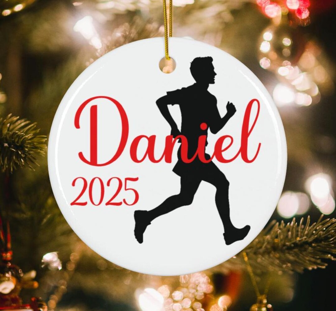 Runner Ornament Gift for Runner, Personalized Running Ornament, Cross ...