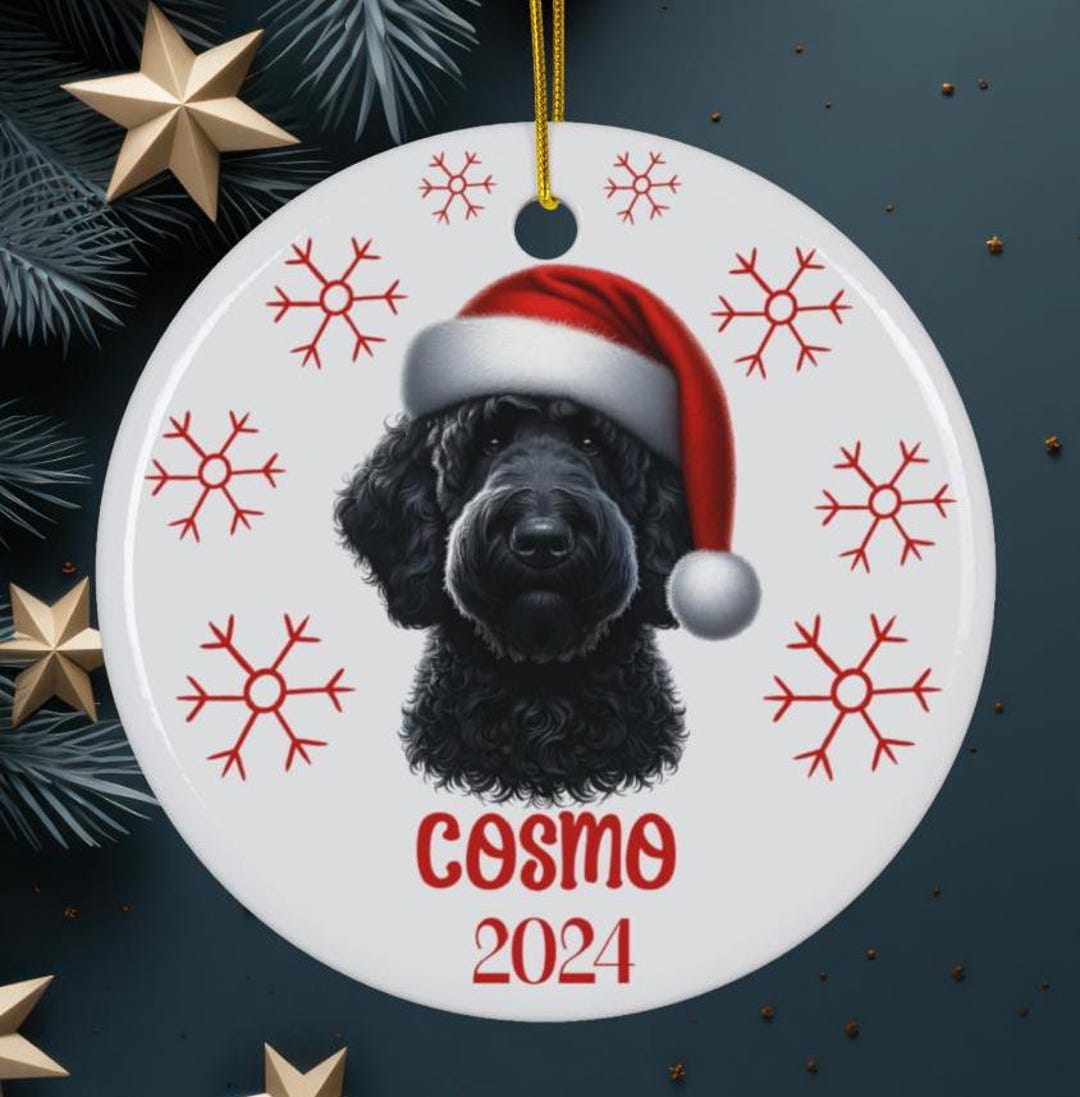 Black Labradoodle Holiday Ornament, Black Goldendoodle Ornament ...