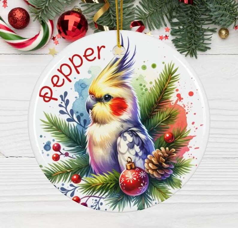 Cockatiel Ornament, Custom Cockatiel Christmas Ornament, Gift for Bird ...