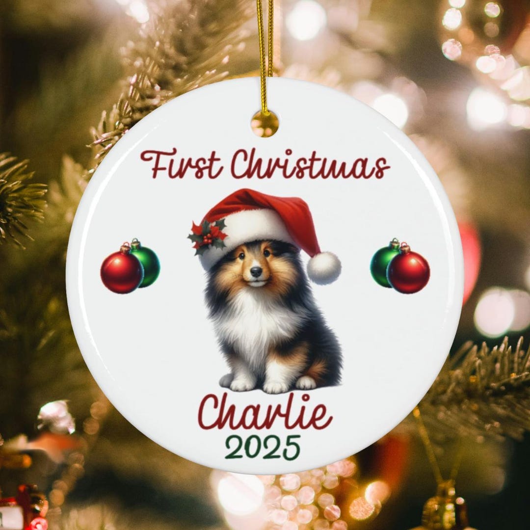 Personalized Shetland Sheepdog Puppy Christmas Ornament - Sheltie Puppy ...