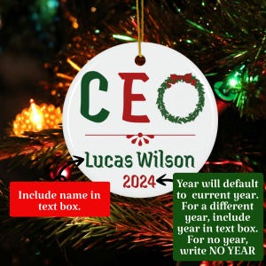 CEO Christmas Ornament Personalized Business Owner Ornament Chief ...