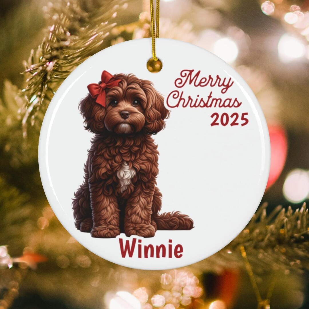 Personalized Brown Cavapoo Christmas Ornament - One Brown Cavapoo or ...