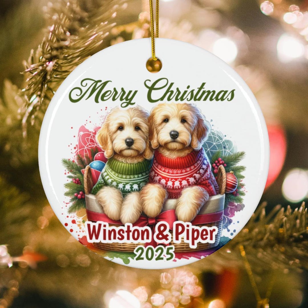 Personalized Cream Labradoodle Christmas Ornament - One Cream ...
