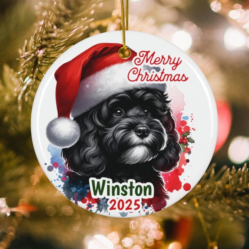 Personalized Black Cavapoo Christmas Ornament - One Black Cavapoo or ...
