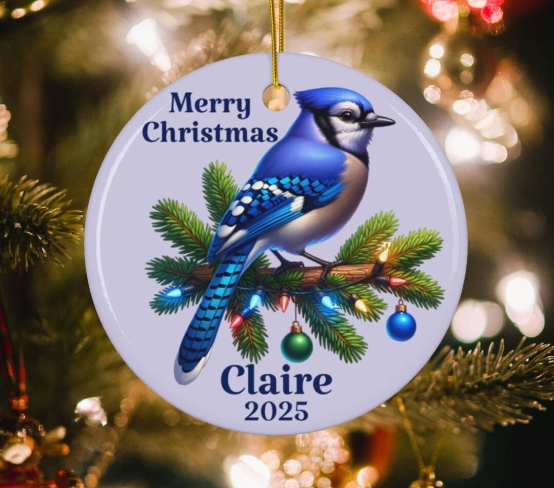 Blue Jay Ornament, Custom Blue Jay Christmas Ornament, Gift for Bird ...