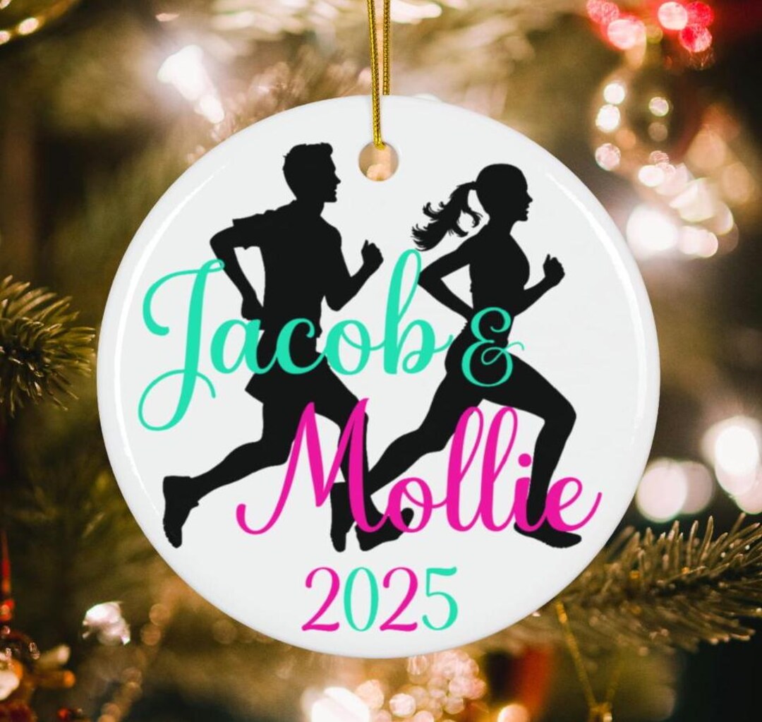 Runner Ornament Gift for Couple, Personalized Running Ornament, Cross ...