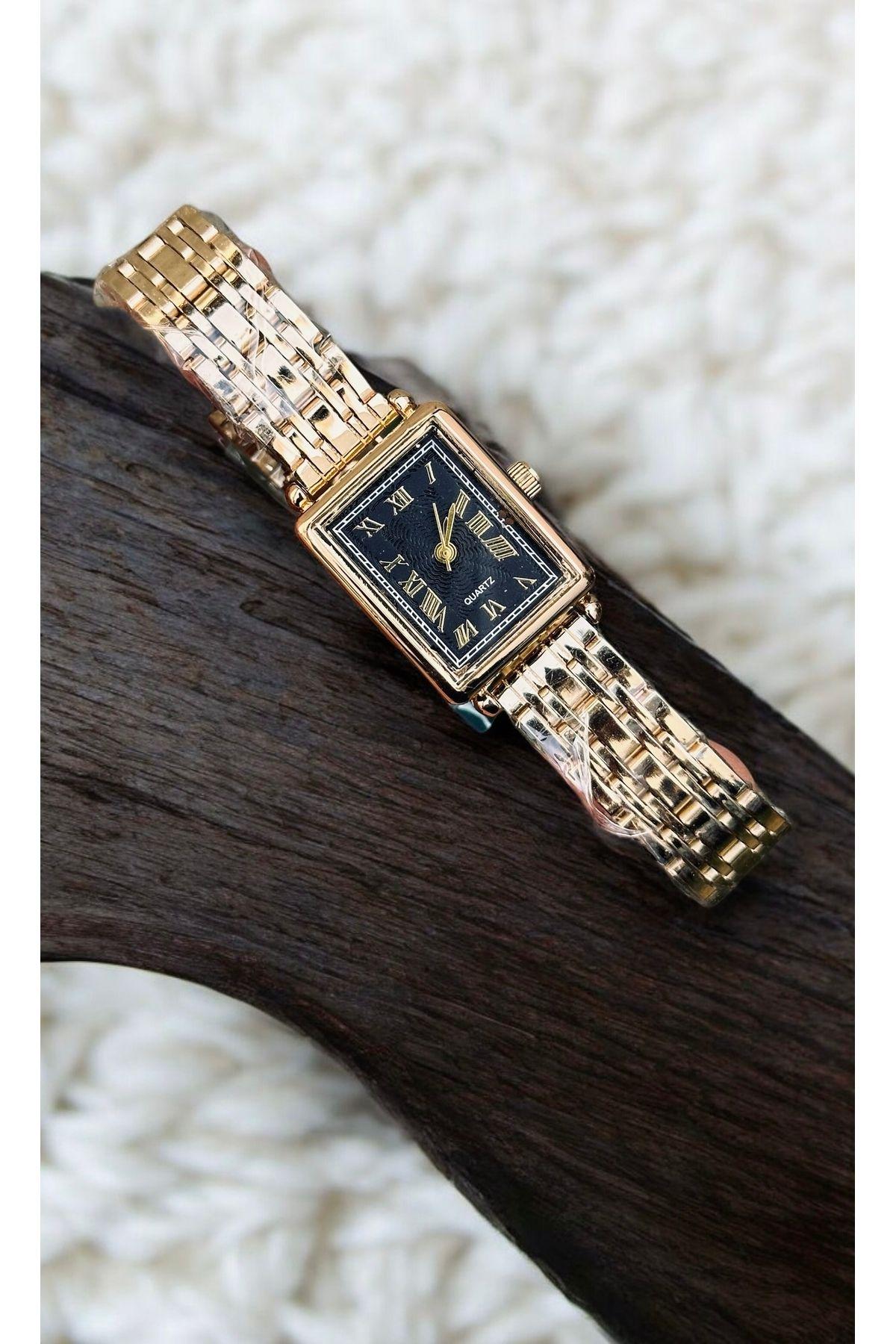 Roman Numeral Rectangular Women's Wristwatch, Gold Color, Gift for ...