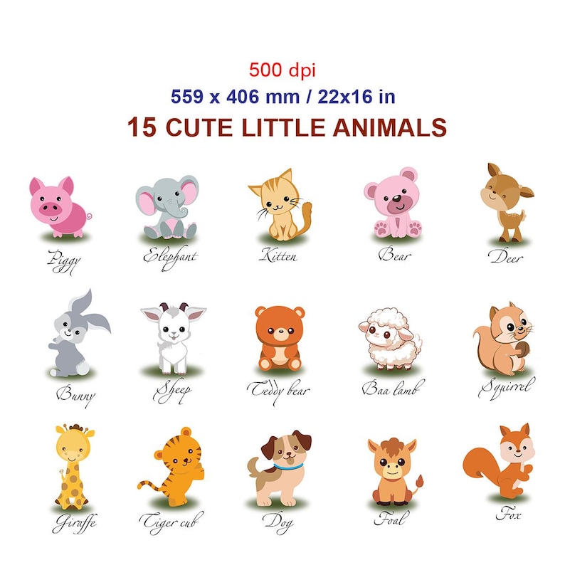 Baby Animals Clipart Set, Nursery Art (PNG & JPG Digital Download) - Etsy
