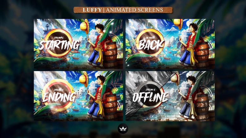Pirate Animated Stream Pack Anime Premium Stream Overlays Luffy Gear 5 ...
