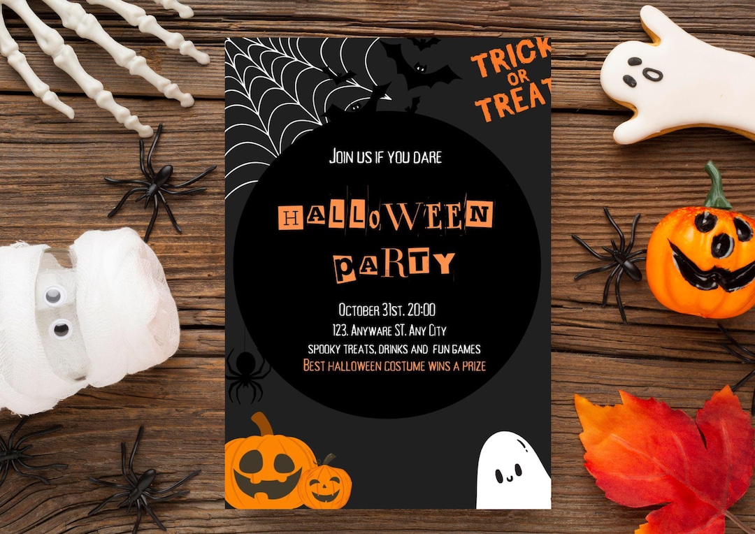 Editable Halloween Party Invitation Template Spooky Customizable ...
