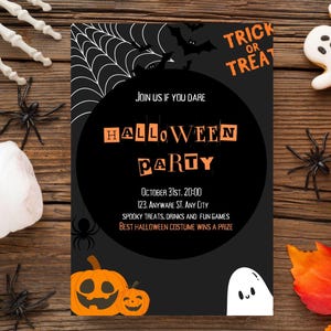 Editable Halloween Party Invitation Template Spooky Customizable ...