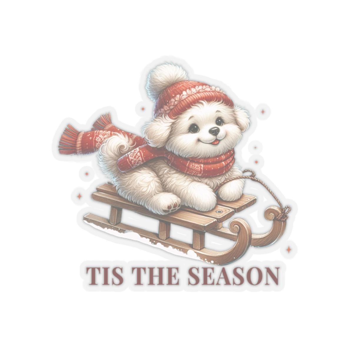 Christmas Puppy on Sled Kiss-cut Stickers, Holiday Cheer Gift ...