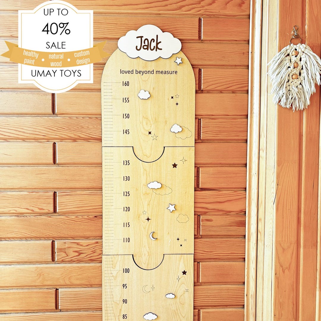Personalized Height Chart, Floral Wooden Growth Chart for Nursery Wall ...