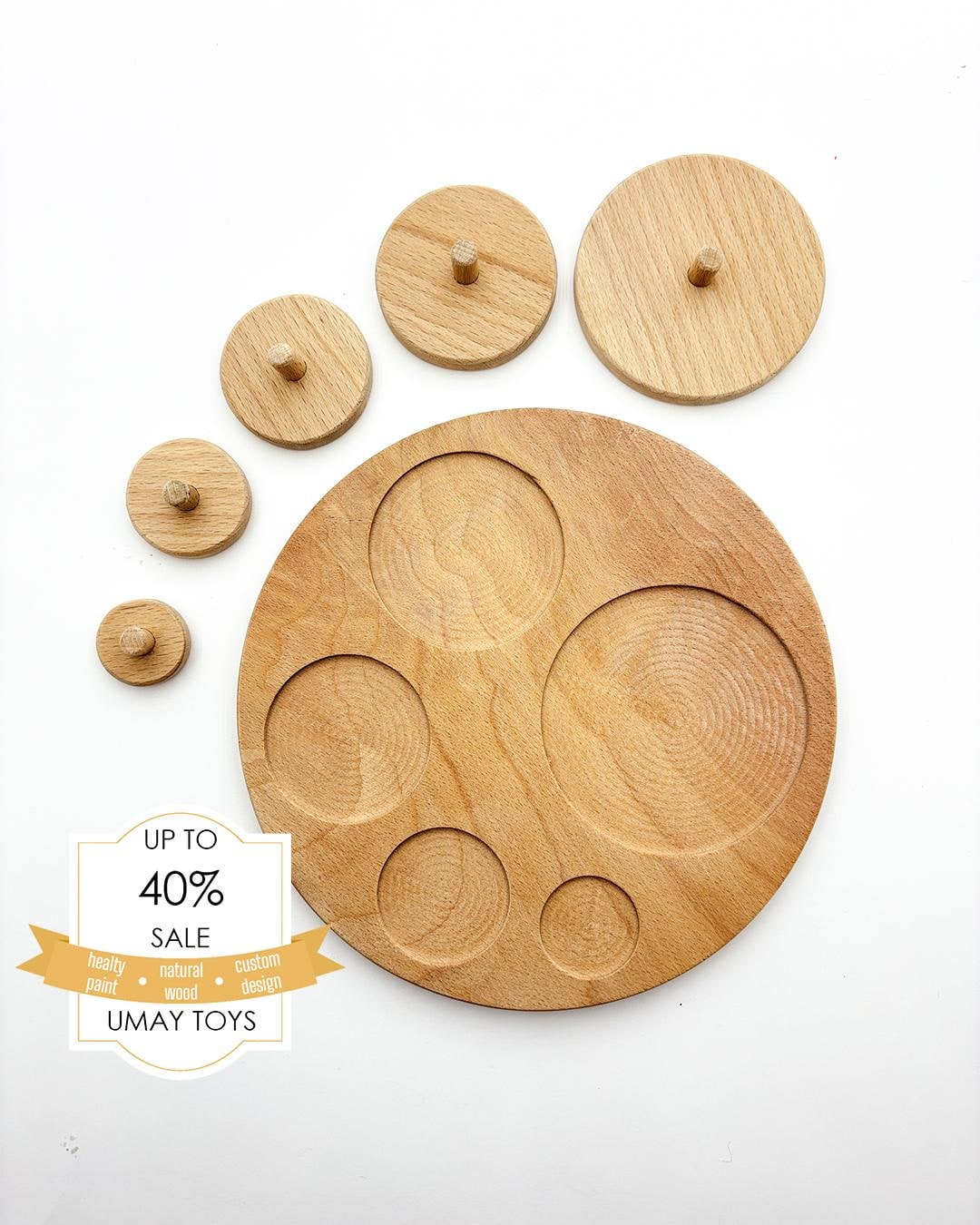Montessori Geometric Circle Puzzle, Educational Wooden Toy, Educational ...