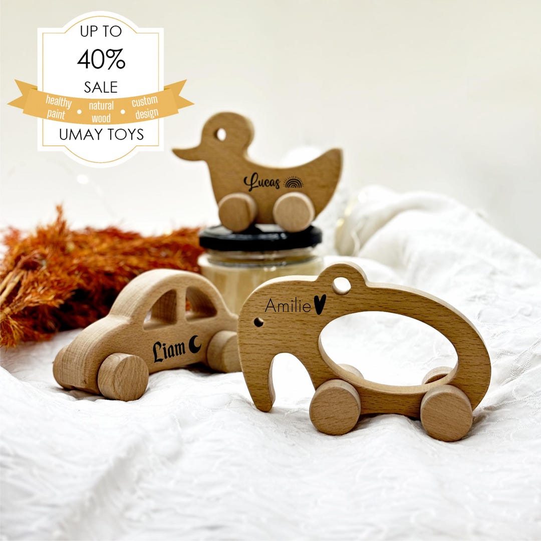 Personalized Wooden Baby Toys Set, Montessori Handmade Toy With Child's ...