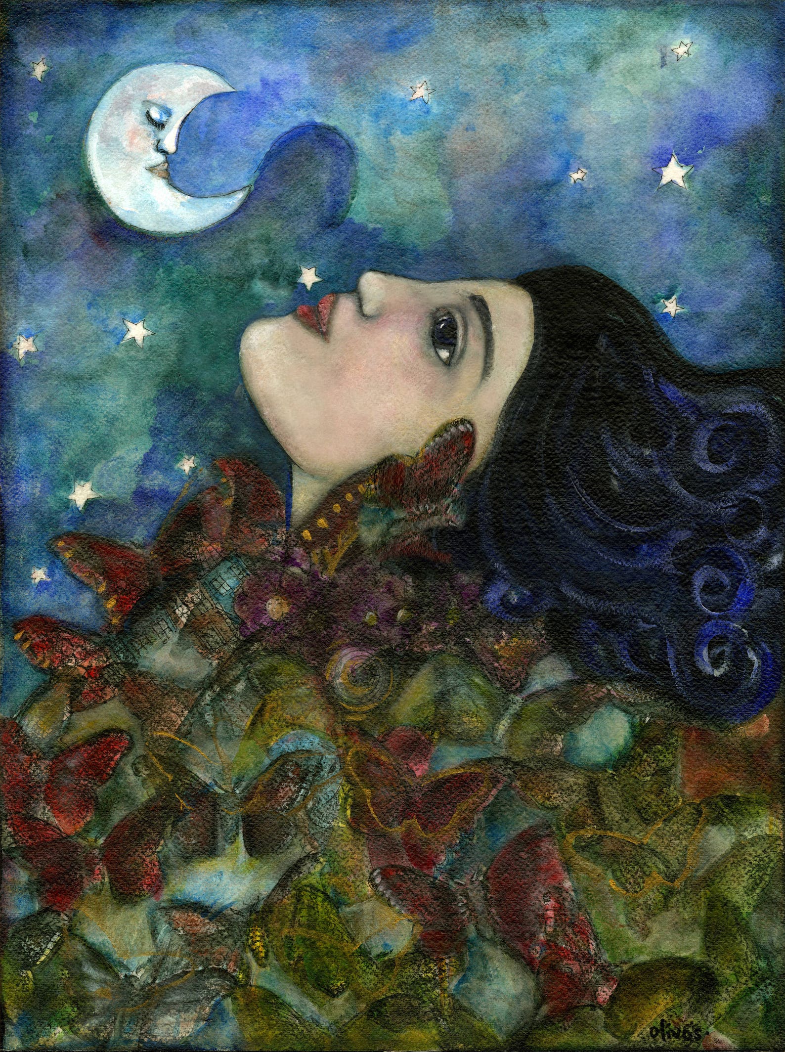 Butterfly Maiden Art Print, Transformation Gift, Butterfly Maiden ...