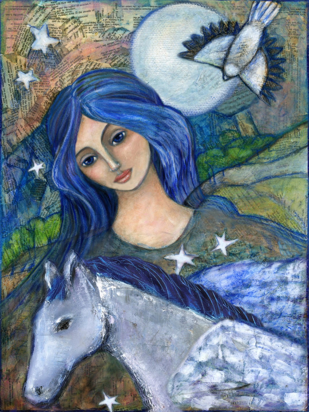 Goddess Rhiannon, Faerie Magick Portrait, Welsh Goddess Art, Lunar ...