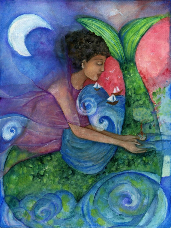 Pintura Yemaja Yemaya Orisha y Diosa Yoruba del Mar Arte del - Etsy España