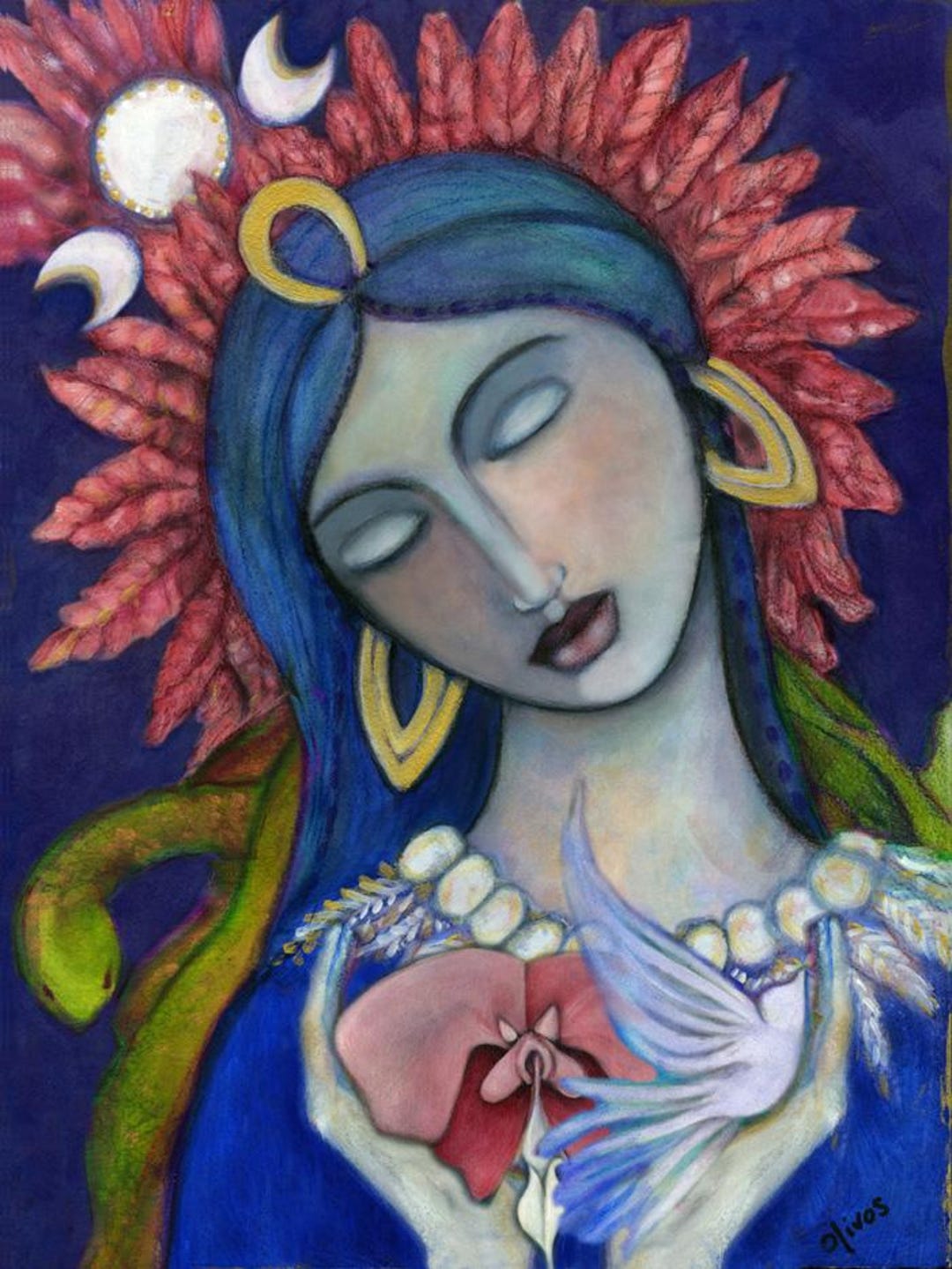 Ixchel Mayan Goddess Art: Fertility Altar Canvas Print - Etsy