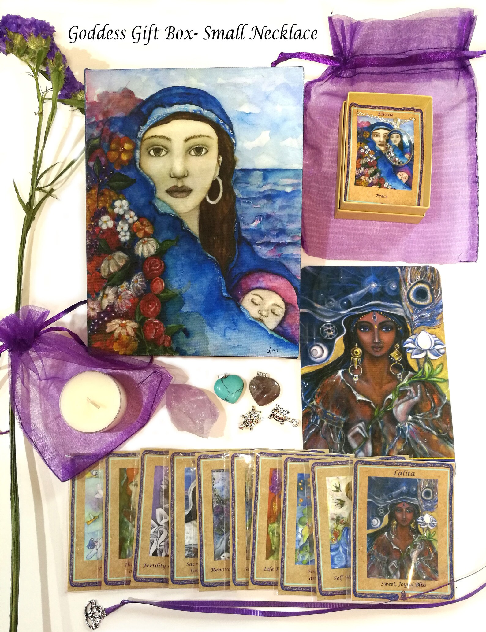 Goddess Gift Box Set Goddess Necklace and Mini Oracle Cards | Etsy