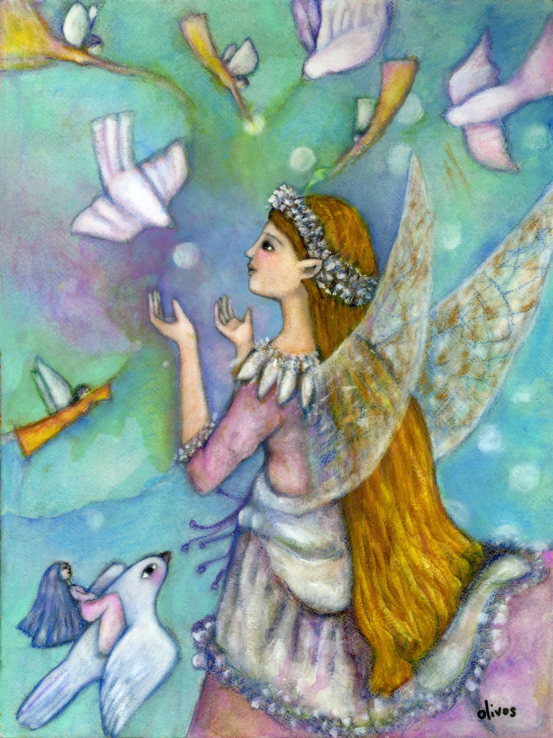 Faerie Queen Art Print, Celtic Fae Portrait, Sacred Nature Goddess ...