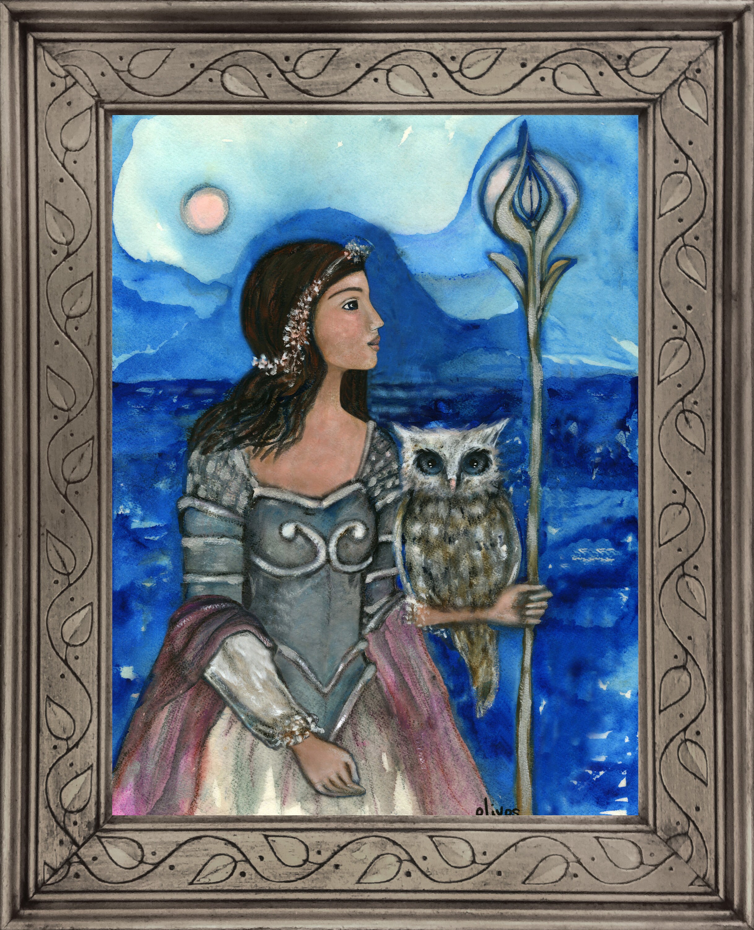 Athena Goddess Art Print, Athena Wisdom Art, Sacred Protection Print ...