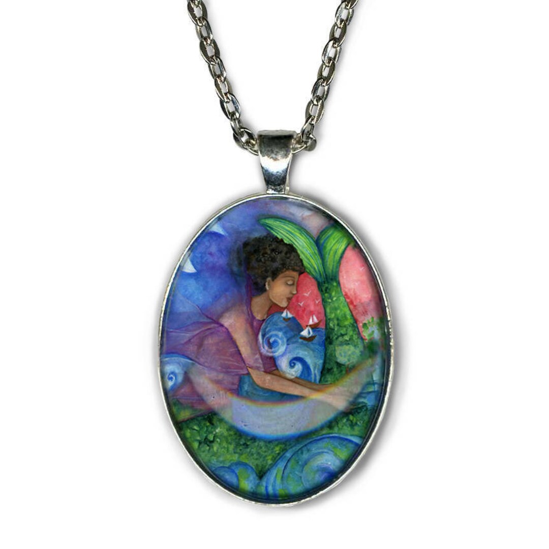 Yemaja Goddess of Comfort Necklace, Yemoja Orisha Mermaid Jewelry, Art ...