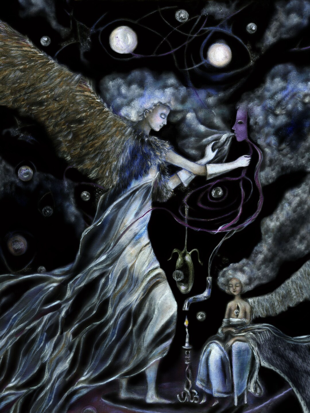 Selene Art on Canvas, Greek Goddess of the Moon Altar Décor, Spiritual ...