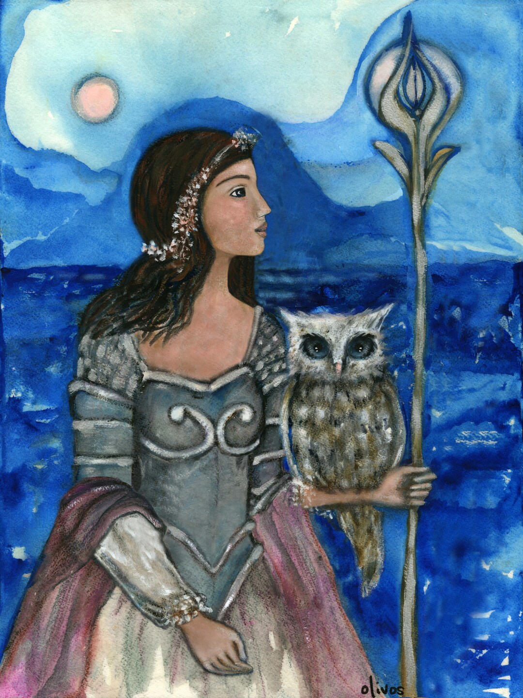 Athena Goddess Art Print, Athena Wisdom Art, Sacred Protection Print ...