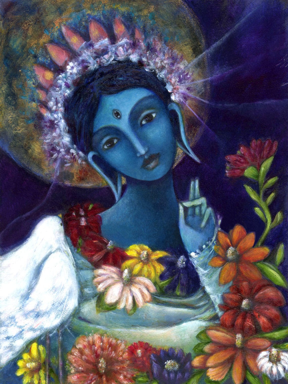 Blue Tara Large Reproduction on Canvas Buddhist Goddess of - Etsy