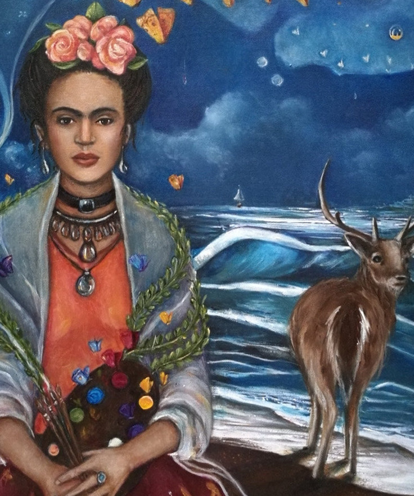 Frida Kahlo Art On Canvas Frida Print Surrealist Painting Etsy India