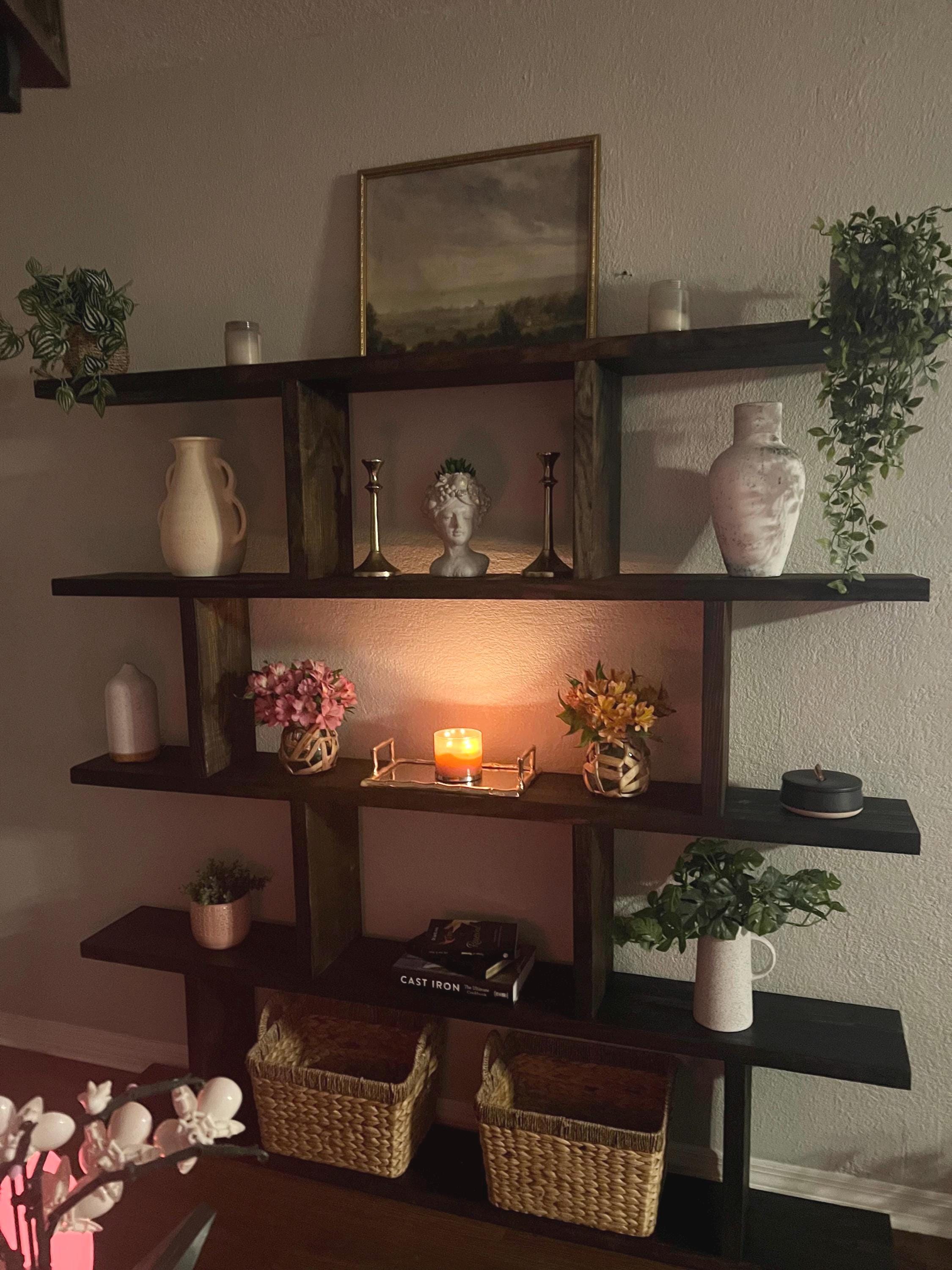 4 Layer Wood Stained Shelving Unit (hardware Included to Build) - Etsy