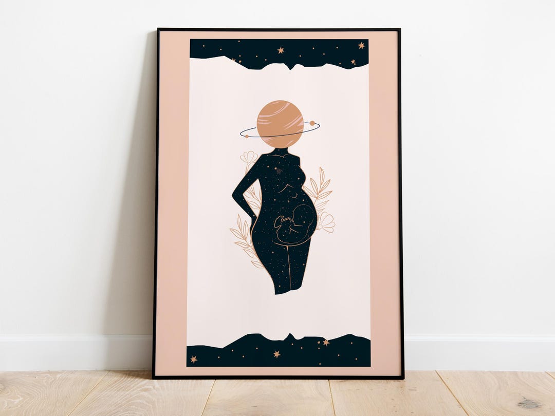 Cosmic Maternity Poster, Mother and Child Art, Pregnancy Gift, Semi ...