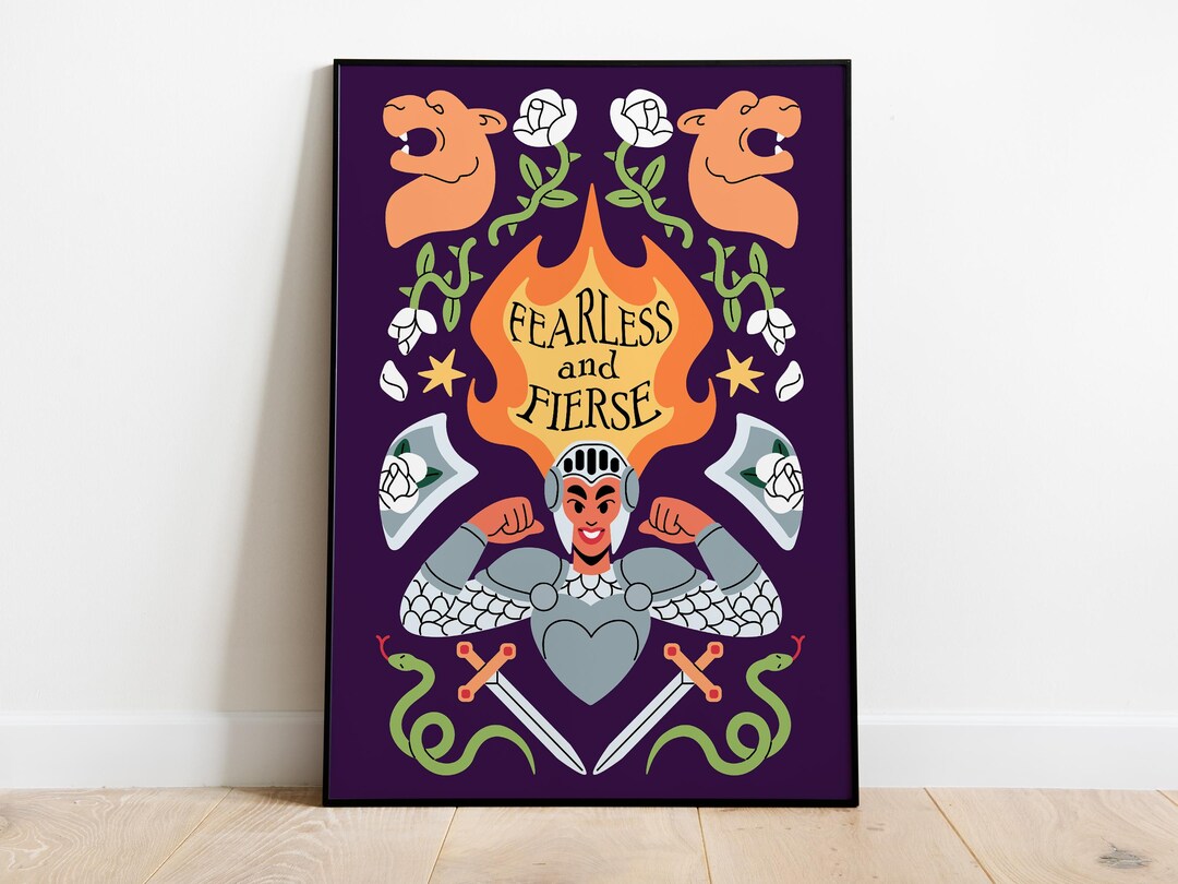 Fearless Knight Art Print, Inspirational Warrior, Semi-glossy Poster ...