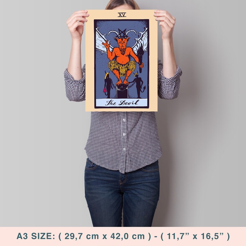 The Devil Tarot Card Art Print, Pamela Colman Smith, Rider-waite Deck ...
