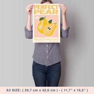 Vintage Pear Poster, Farm Fresh Fruit, Retro Artwork, High Quality ...