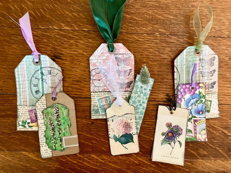 Handmade Vintage Floral Junk Journal Tags With Pockets - Set of 3 - Etsy