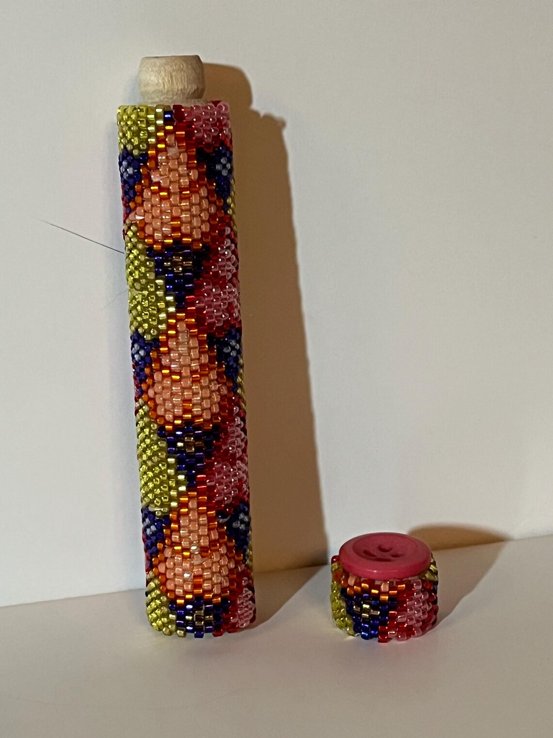 Hand Beaded Needle Case Compartment Toothpick Holder Pills Stash - Etsy