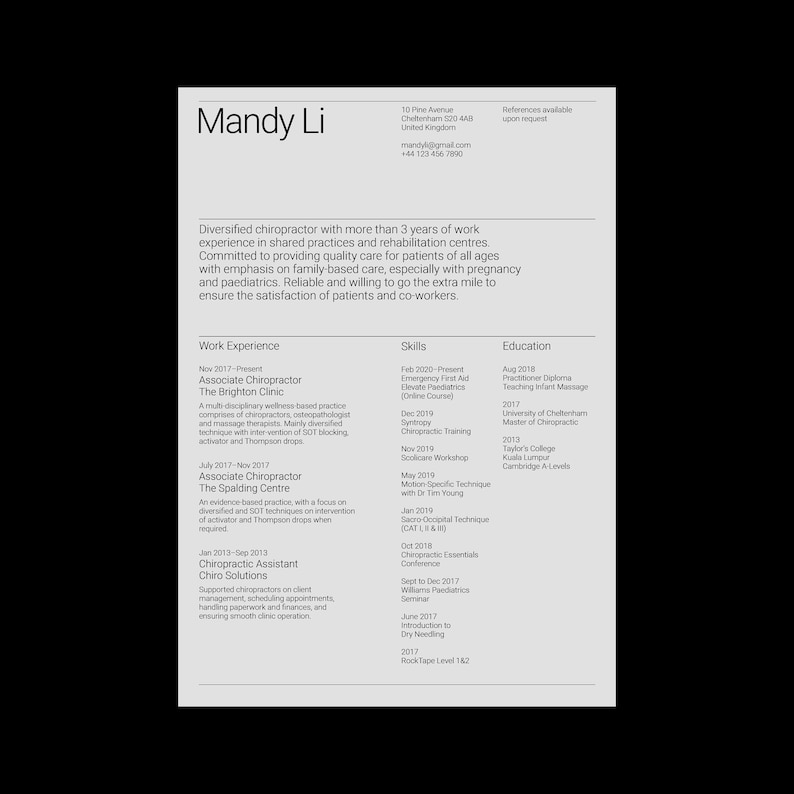 Word/indesign/pages CV and Resumé Template Design #1 - Etsy