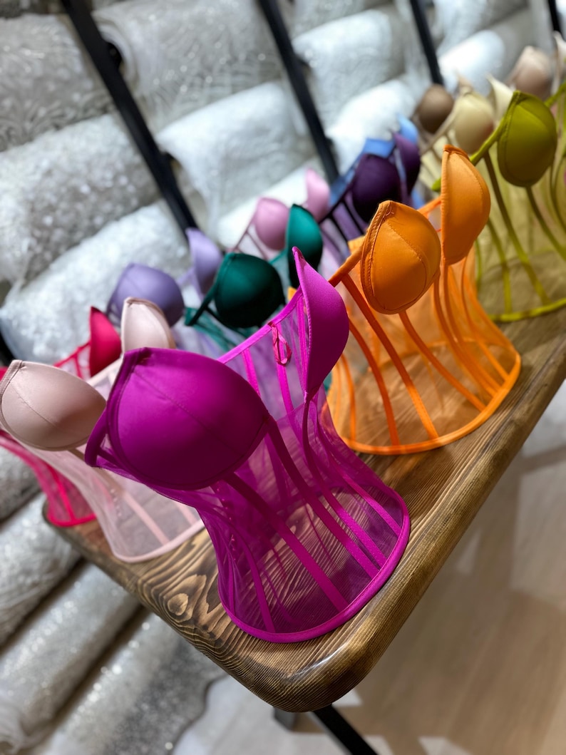 Handmade Crystal Corset Bustier: Transparent Satin Bridal Top - Etsy