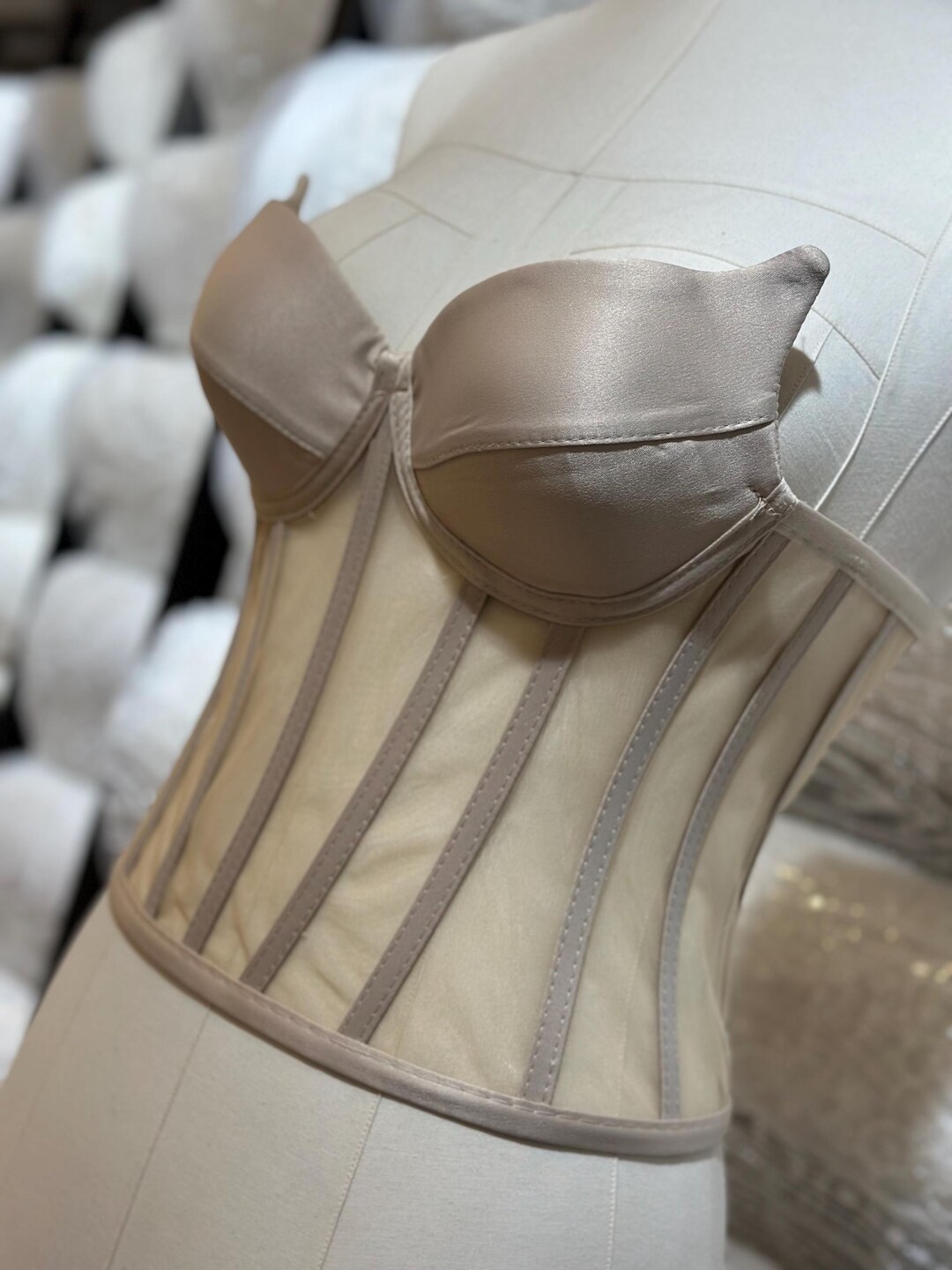 Handmade Bustier, Transparent Satin Corset, Transparent Crop Top ...
