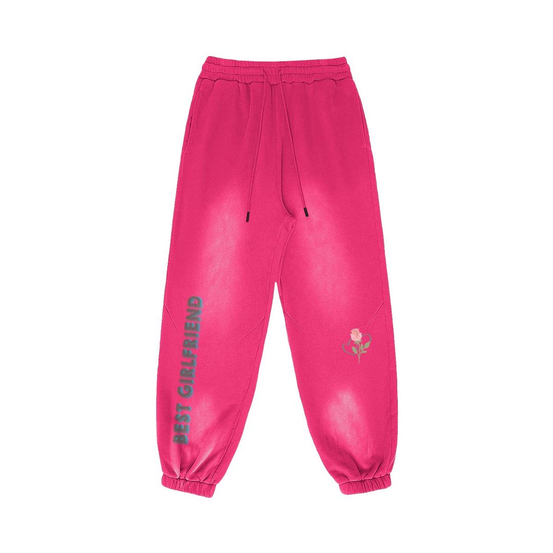 Best Girlfriend and Flower Print Sweatpants, Vintage-inspired ...