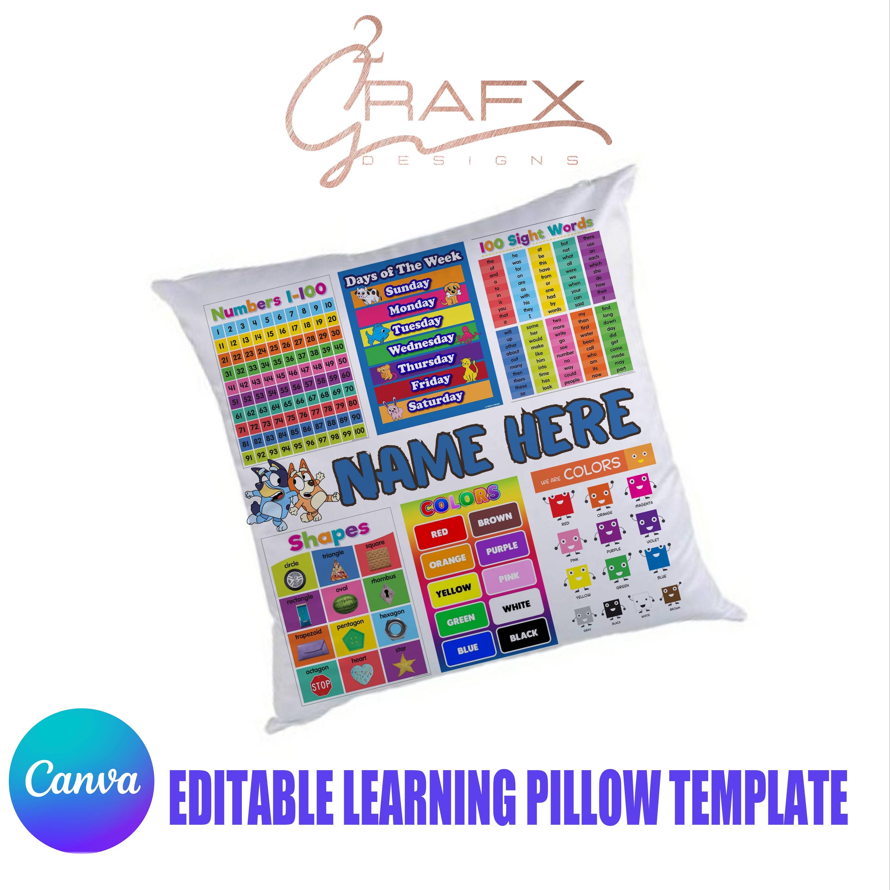 Editable Learning Pillow Template (canva) - Etsy